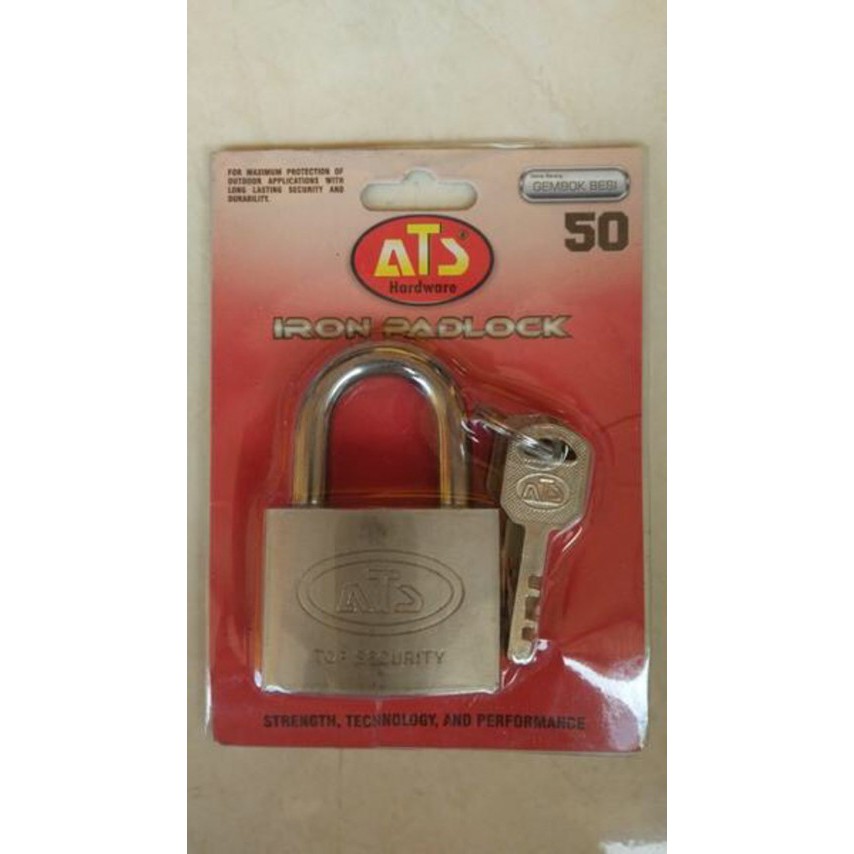 Jual gembok ATS putih gembok leher pendek 50 mm gembok besi gembok ...