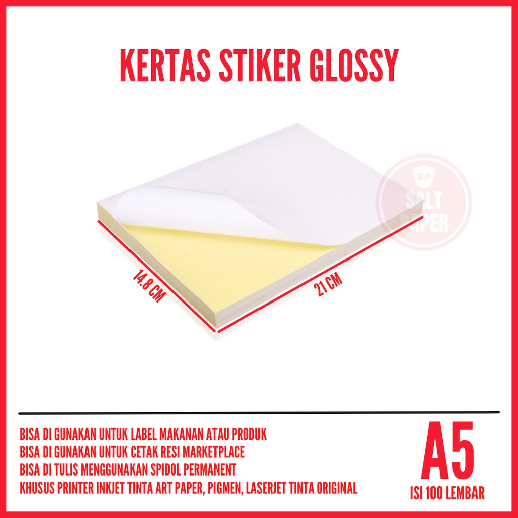 Jual kertas stiker a5 100 lembar / kertas sticker a5 glossy | Shopee ...