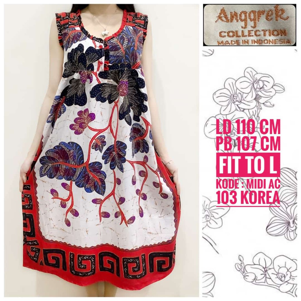 Jual DASTER BATIK ANGGREK PREMIUM MIDI AC 103 KOREA | Shopee Indonesia