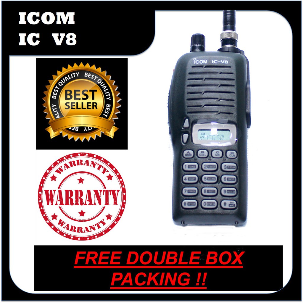 Jual walkie talkie jarak jauh Ht ICOM V8 Baru / Handy Talky Icom V8 Single Band VHF / Radio ...