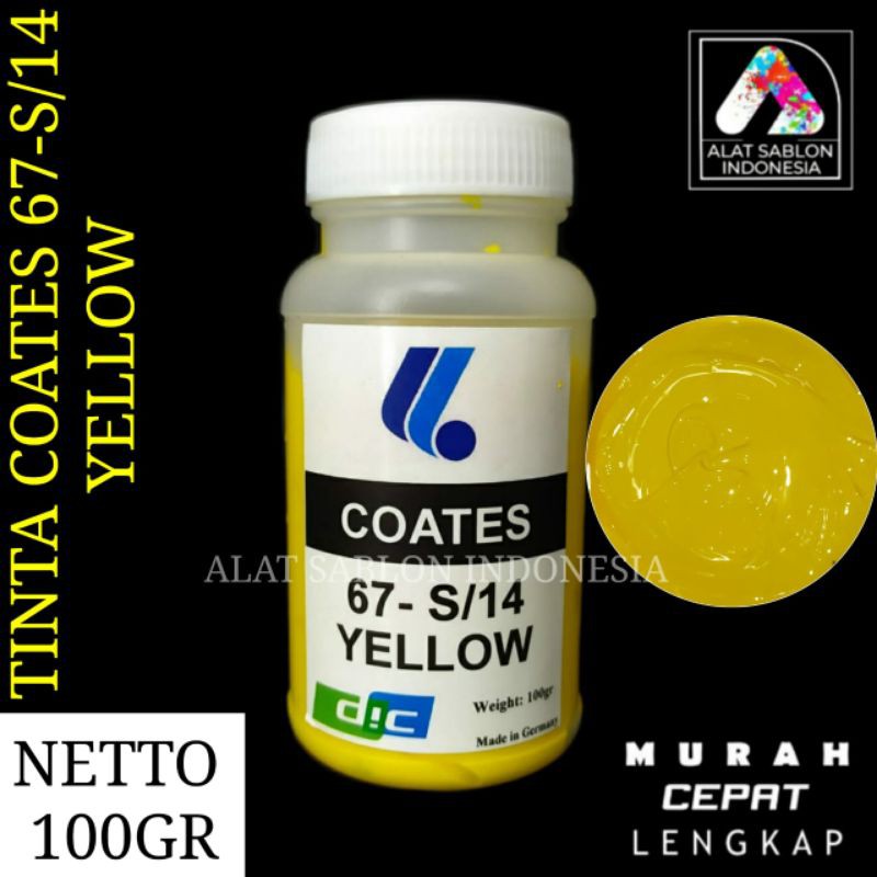 Jual TINTA COATES 67 - S/14 YELLOW KUNING TINTA SABLON GELAS 100GR ...