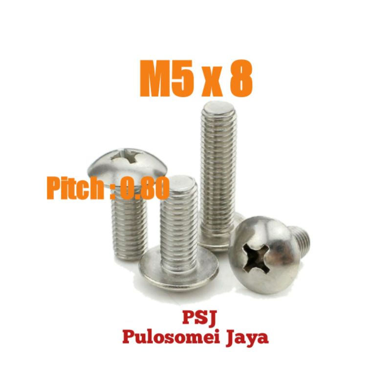Jual Baut JT Stainless M5 x 8 / Baut Payung SS M5 x 8 / JT SS M5 x 8 | Shopee Indonesia