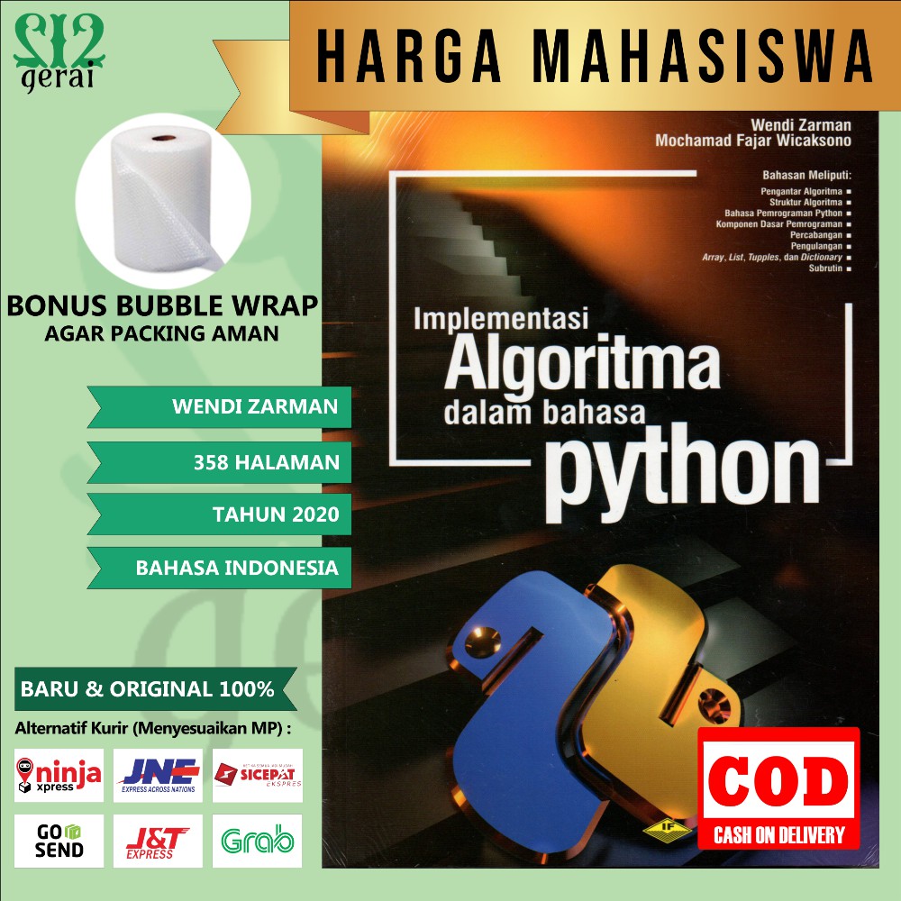 Jual BUKU IMPLEMENTASI ALGORITMA DALAM BAHASA PYTHON WENDI ZARMAN HARGA MAHASISWA | Shopee Indonesia