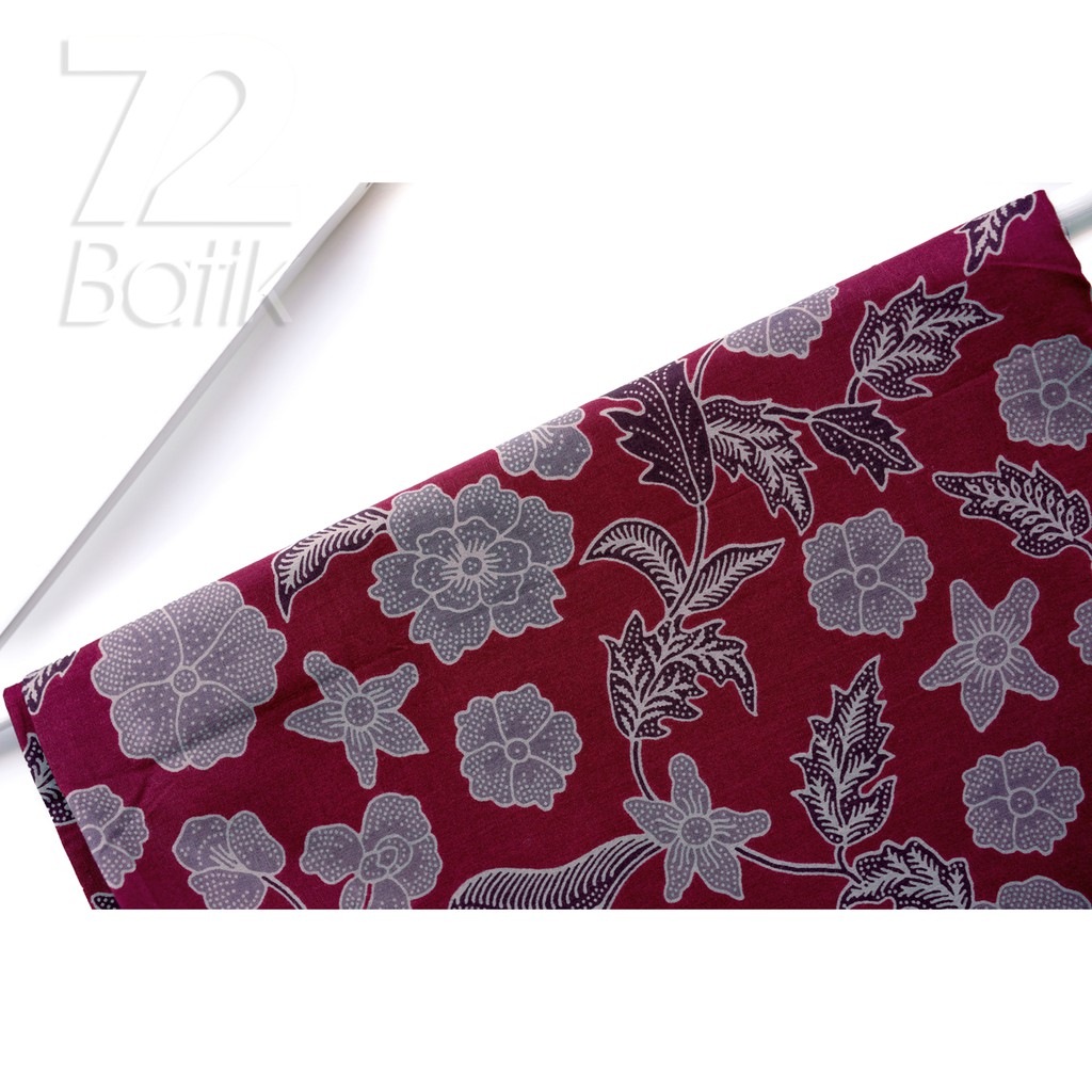 Jual KAIN BATIK PREMIUM Bahan Katun Motif Kembang Warna Merah Abang ...