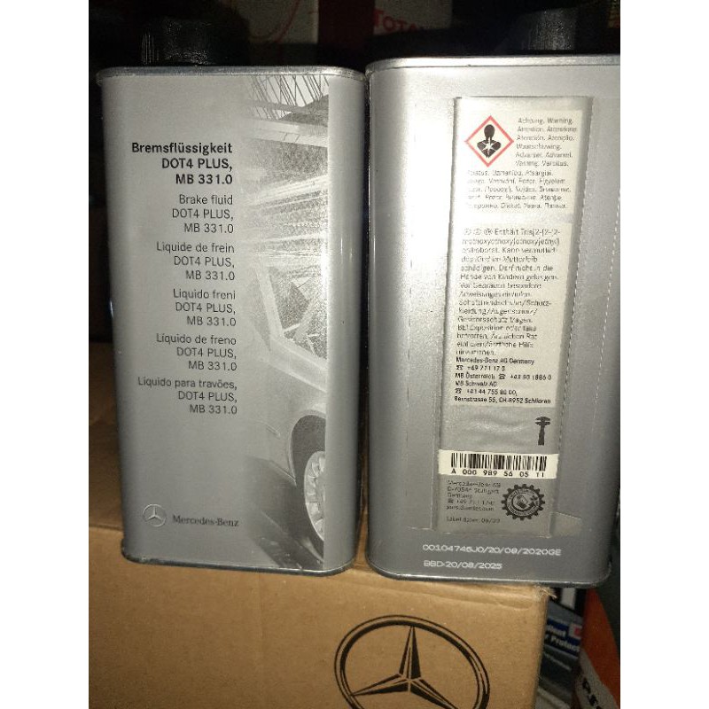Jual Minyak rem Mercedes benz Dot 4 plus MB 331.0 kemasan 1le | Shopee ...