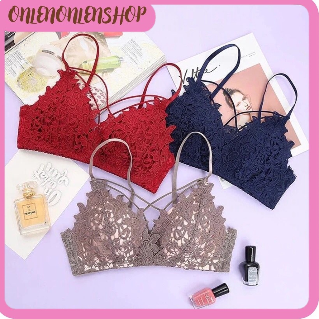 Jual OOS RB400 Bra BH Push Up Tanpa Kawat Wanita Motif bunga tali ...
