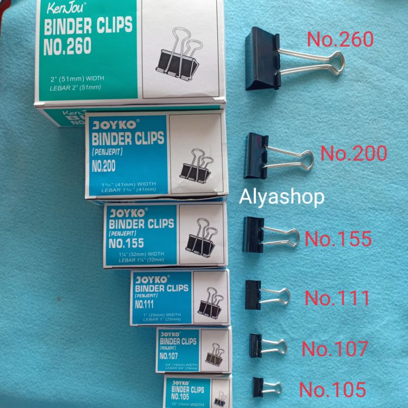 Jual Binder Clips No.105, 107, 111, 155, 200 & No.260 | Shopee Indonesia