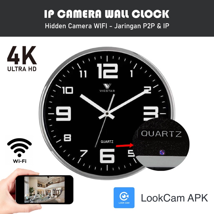 Jual Ip Camera Wireless CCTV WIFI Wall Clock 4K - Kamera Tersembunyi ...