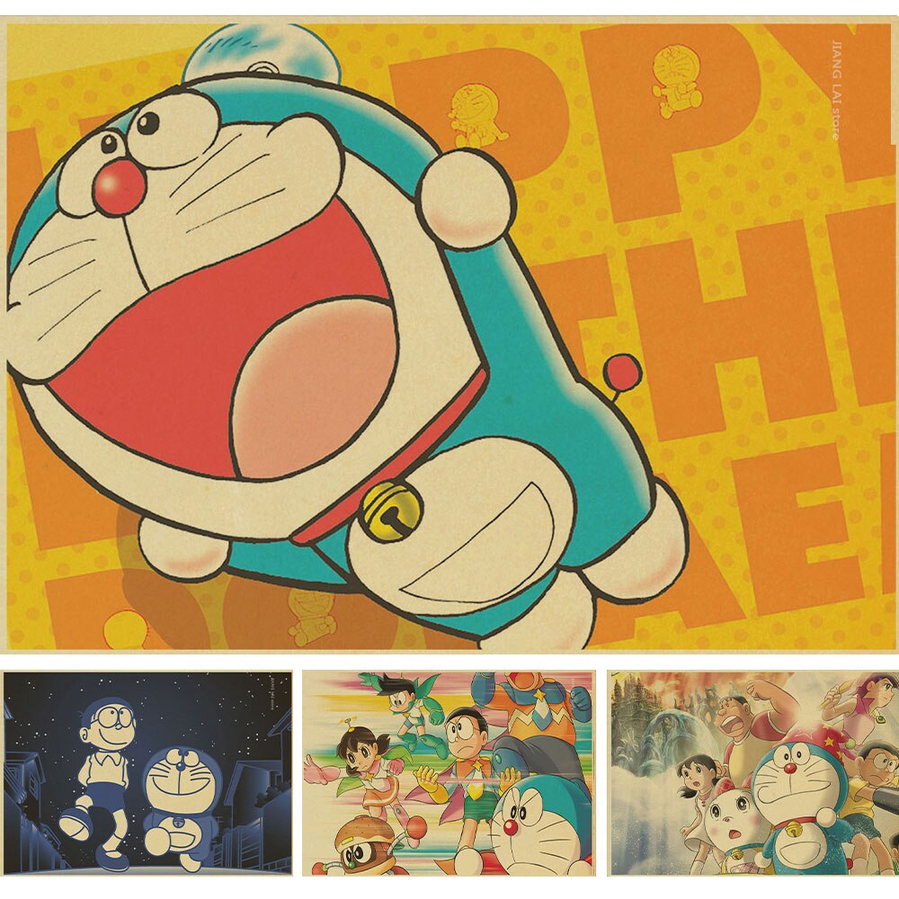 Jual Poster Desain Badak Doraemon Gaya Jepang Retro Klasik Untuk ...