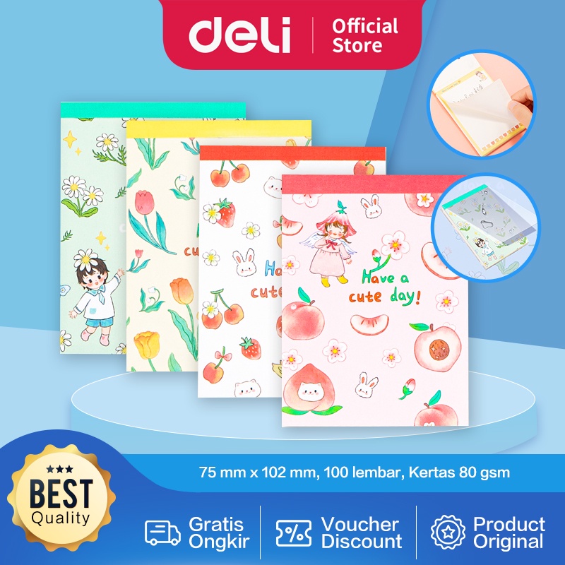 Jual Deli Cute Note Pad / Buku Memo Lucu 100 lembar 80gsm 21763 ...