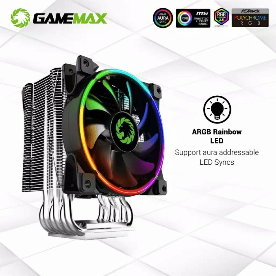 Jual GAMEMAX GAMMA 500 Rainbow Fan CPU Cooler Fan Processor A RGB ...
