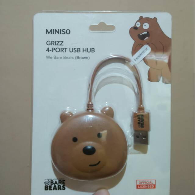 Jual MINISO GRIZZ 4-PORT USH HUB We Bare Bears (Brown) | Shopee Indonesia
