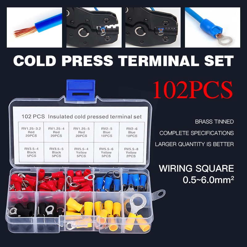 Jual 102/280/1200PCS Electrical Assorted Insulated Wire Cable Terminal ...