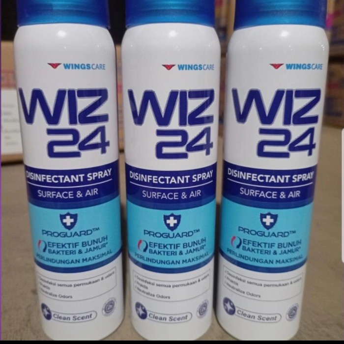 Jual WIZ 24 SURFACE & AIR DISINFECTANT SPRAY CLEAN SCENT 100 ML BIRU ...