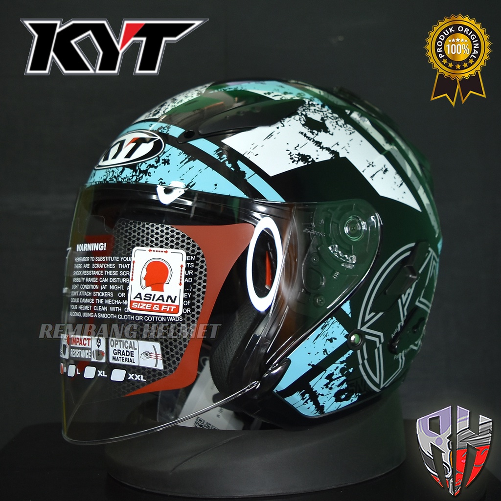 Jual HELM KYT GALAXY FLAT R SERI #5 BLACK / AQUA BLUE - PACKING BOX ...