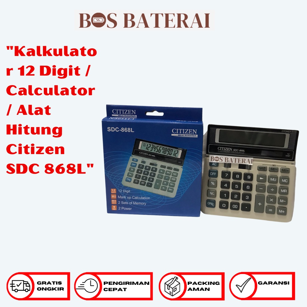 Jual Kalkulator 12 Digit / Calculator / Alat Hitung Citizen SDC 868L ...