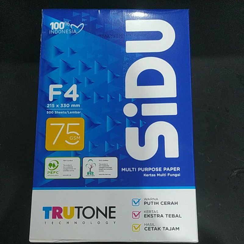 Jual Kertas F4 SIDU 75g 500 sheets/ 500 lembar / Makassar | Shopee ...