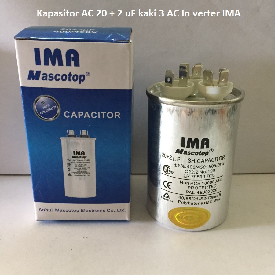 Jual kapasitor ac 20 + 2 uf kaki 3 ac inverter ima | Shopee Indonesia