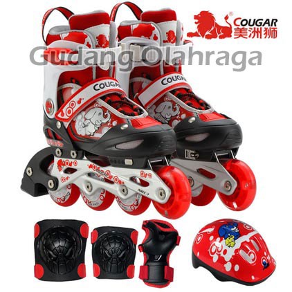 Jual Sepatu Roda COUGAR COMBO SET MZS737 Inline Skate Red | Shopee ...
