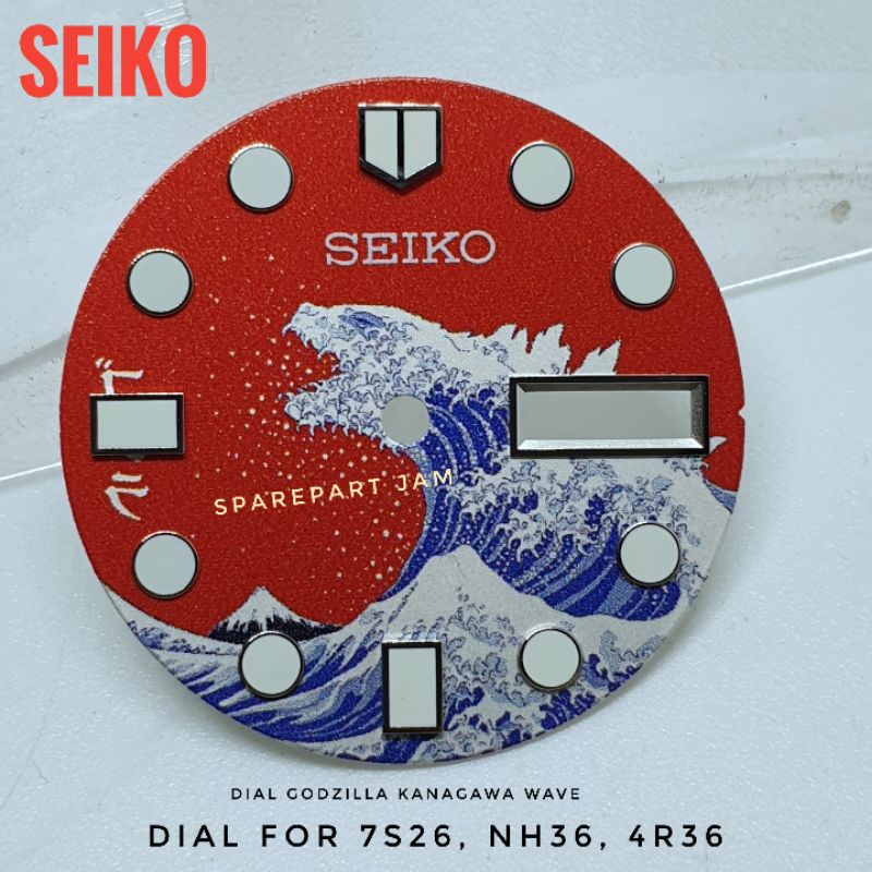 Jual Dial Seiko Godzilla Kanagawa Wave Red Dial Mod Skx, Srpd 7s26,Nh36 ...