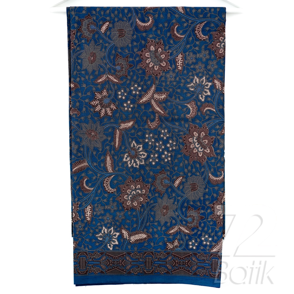 Jual KAIN BATIK PREMIUM Bahan Katun Motif Kembang Warna Biru Tua Dark ...