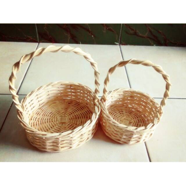 Jual Keranjang Rotan Bulat Murah Tangkai D 17cm Souvenir Kado Tabur ...