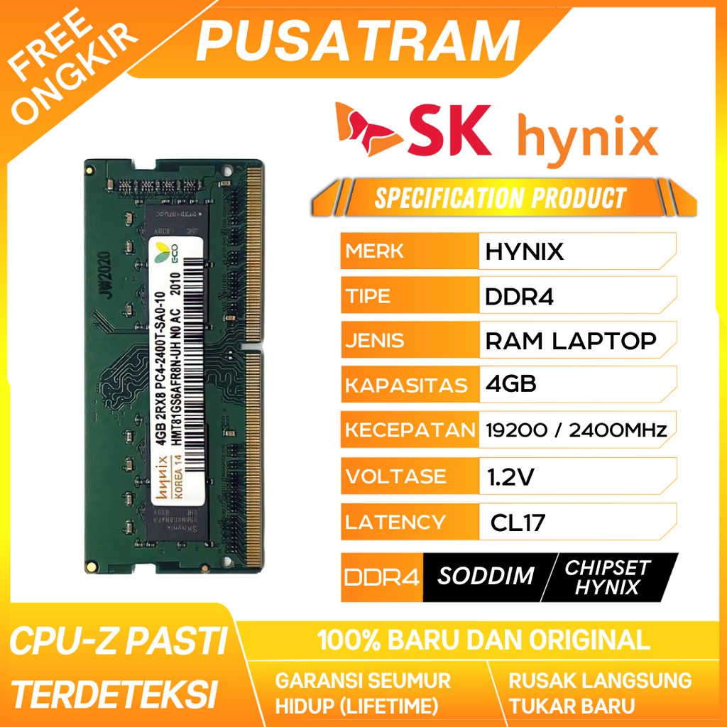 Jual RAM LAPTOP HYNIX DDR4 4GB 2400MHz 19200 ORI GAMING RAM NB DDR4 4GB | Shopee Indonesia