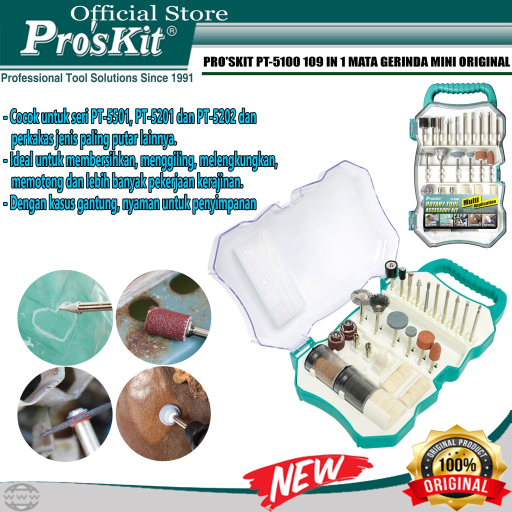 Jual Pro'sKit - Mata Gerinda Mini Pro'sKit Pt-5100 109 In 1 Original / Mata Gerinda 1 Set Isi ...