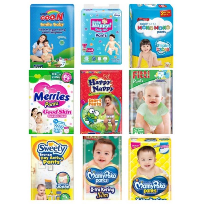 Jual Merries Pants M34 L30 Popok Merries Baby Happy | Shopee Indonesia