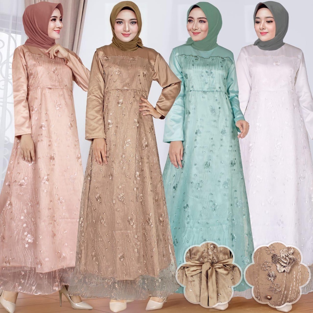 Jual Redlove - Gamis / Baju Muslim / Dress Tile Brukat Mutiara Pesta ...