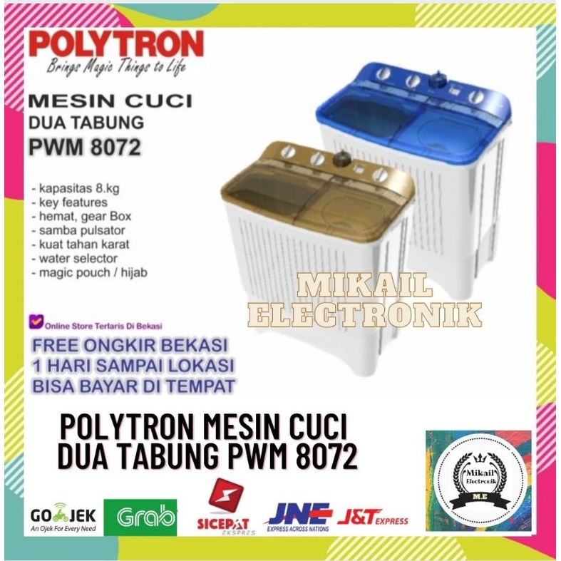 Jual MESIN CUCI POLYTRON 2 TABUNG PWM 8072 GEAR BOX | Shopee Indonesia