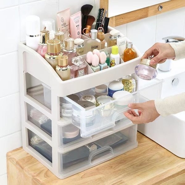 Jual Rak Kosmetik Multinfungsi 3 Laci - Rak Make Up Susun - SC | Shopee ...