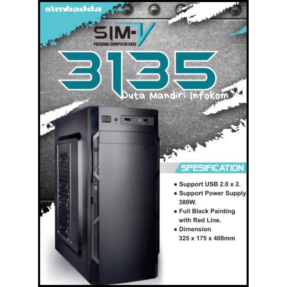 Jual Casing Simbadda Sim-V 3135 Black - Include Psu 380Watt Wtih Usb 2.0 | Shopee Indonesia