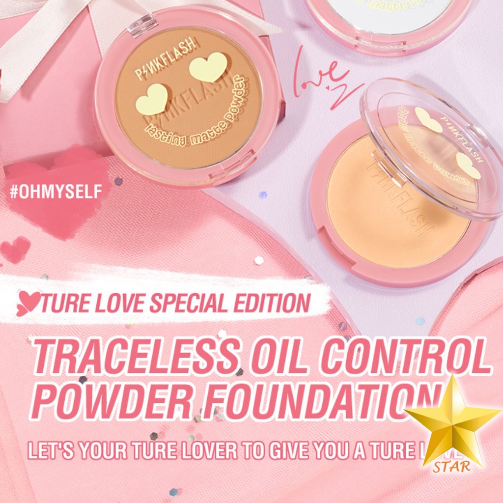 Jual AS PINKFLASH Pressed Powder Long Lasting Matte Lightweight Oil ...