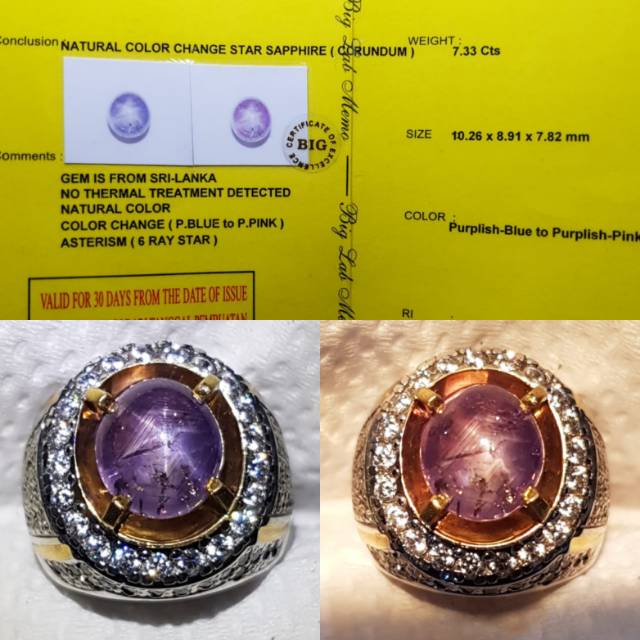Jual Natural Color Change Star Sapphire Corundum 7.33 cts | Shopee ...