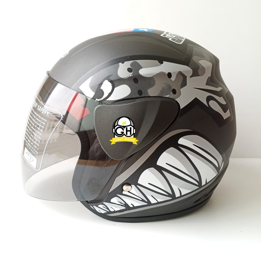 Jual HELM HALF FACE EVOLUTION MOTIF BULLET MIRIP GM EVO MURAH HELM ...