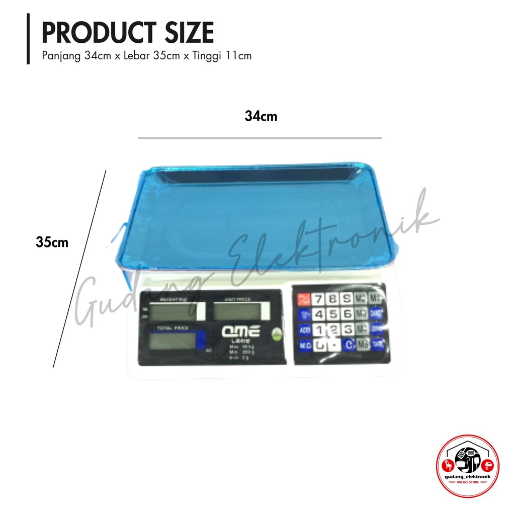 Jual Timbangan Buah Digital 40Kg Double Display 2 Layar QME Timbangan ...