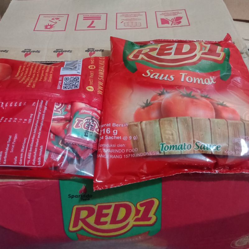 Jual RED 1 saus tomat 9 gram isi 24 sachet | Shopee Indonesia