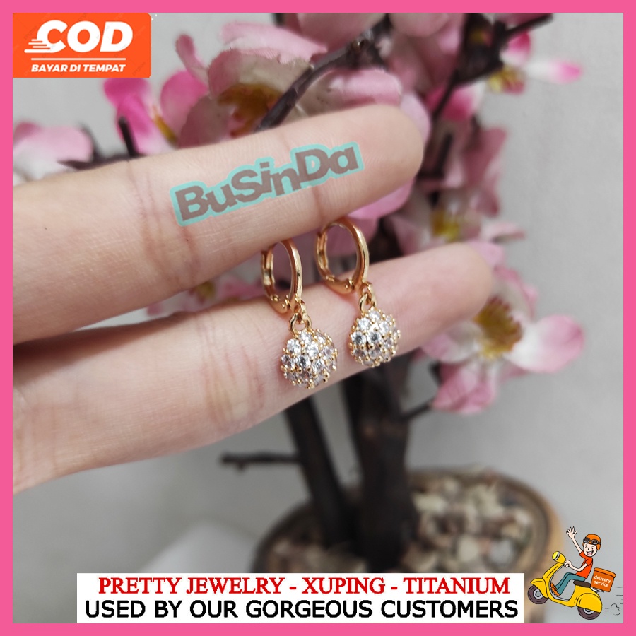 Jual Anting Dewasa Xuping Gold Anting Permata Bulat | Shopee Indonesia