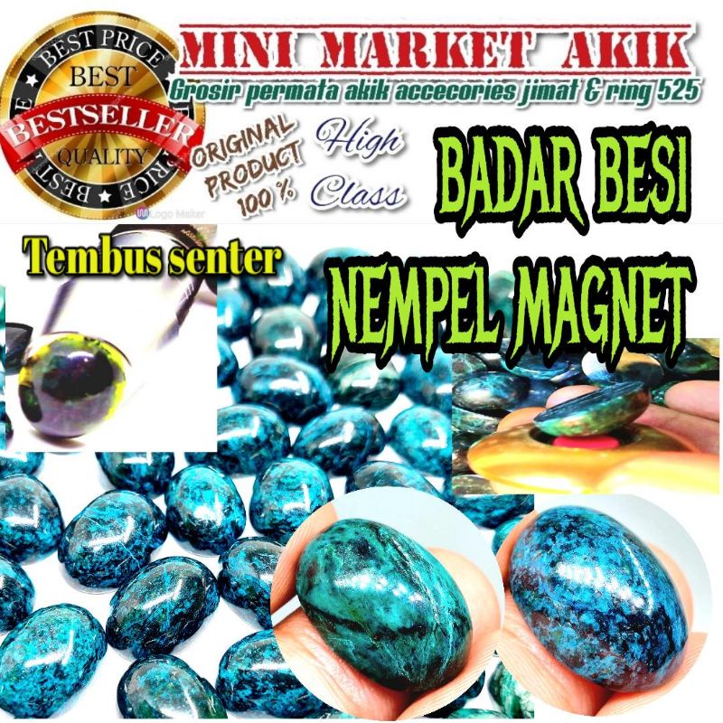 Jual Cincin batu badar besi biru hijau sukabumi nempel magnet | Shopee ...
