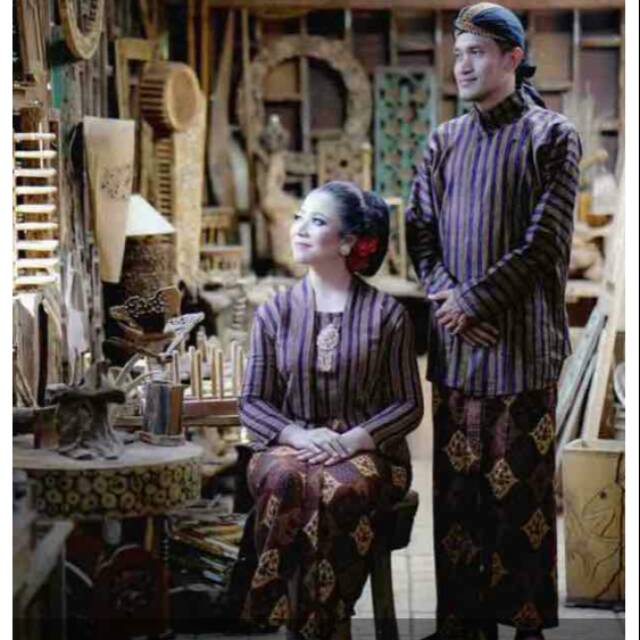 Jual BAJU SURJAN KEBAYA LURIK COUPLE DEWASA SET JARIK BLANGKON ADAT JOGJA SOLO TRADISIONAL JAWA ...