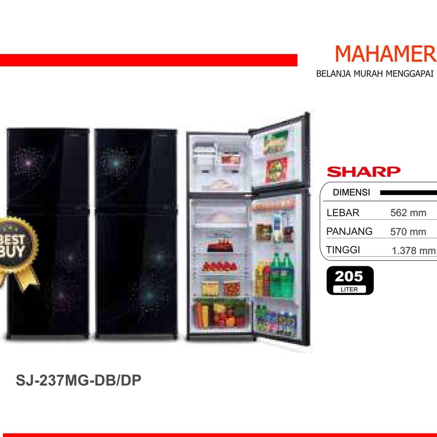 Jual Kulkas 2 Pintu SHARP SJ-237MG-DP/DB | Shopee Indonesia
