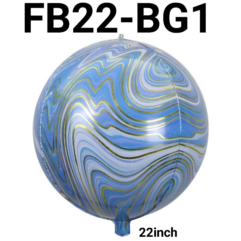 Jual FB22-B Balon foil bola bulat orbz 4D 22inch 55cm marble marbel ...