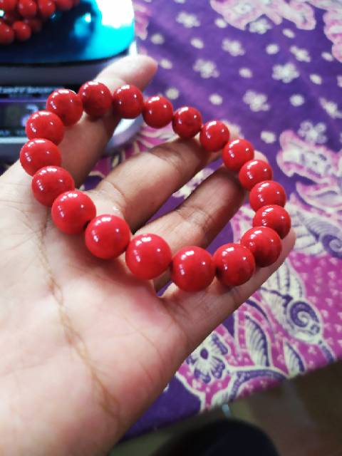 Jual Gelang Red Coral Marjan dim 11 12 mm Asli Batu Karang ORIGINAL ...