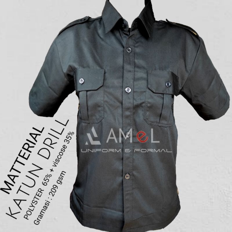 Jual Baju PDH Hitam Lengan Pendek mattt japan drill tebal elegan ...
