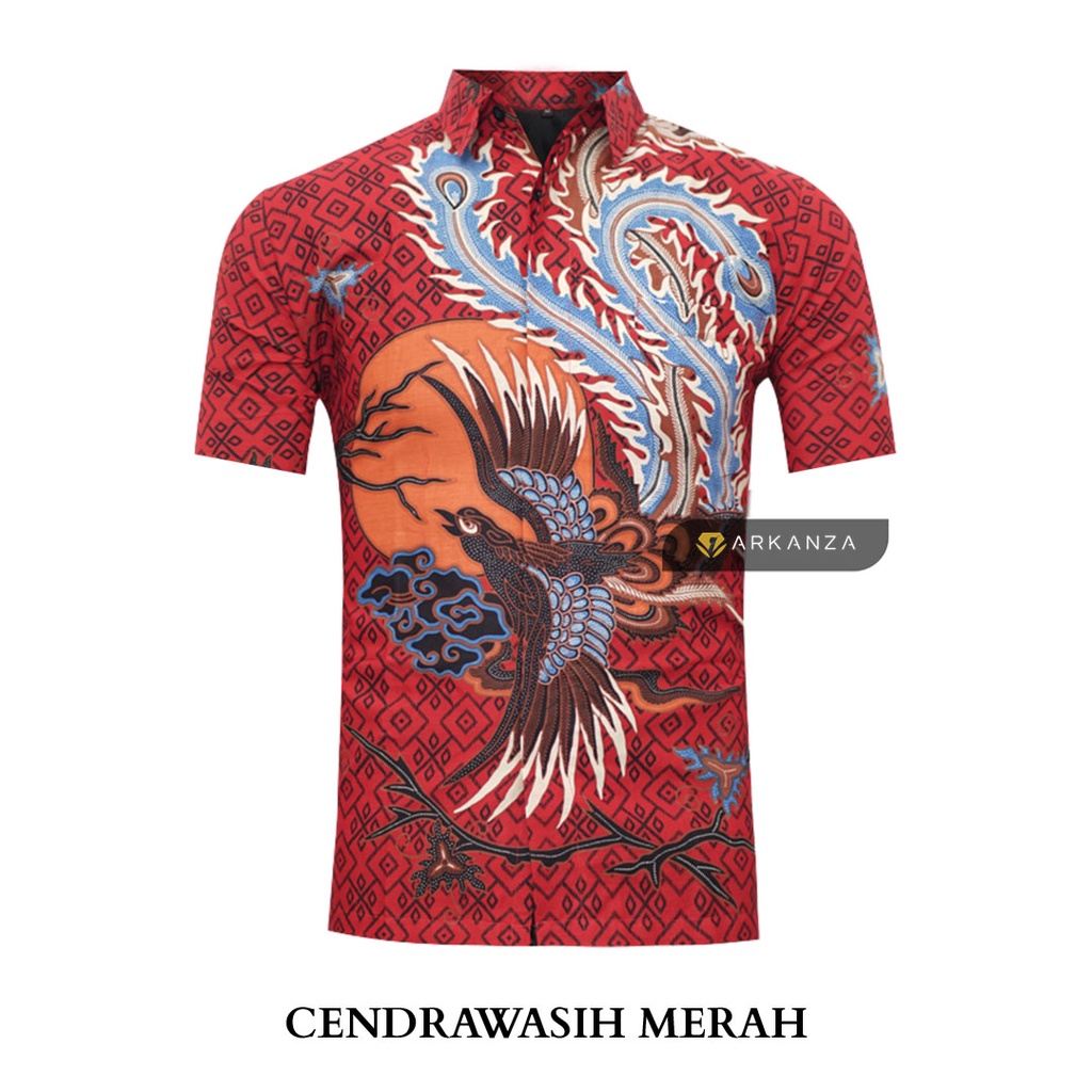 Jual Kemeja BATIK ARKANZA Motif CENDRAWASIH MERAH Hem Atasan Baju Batik ...
