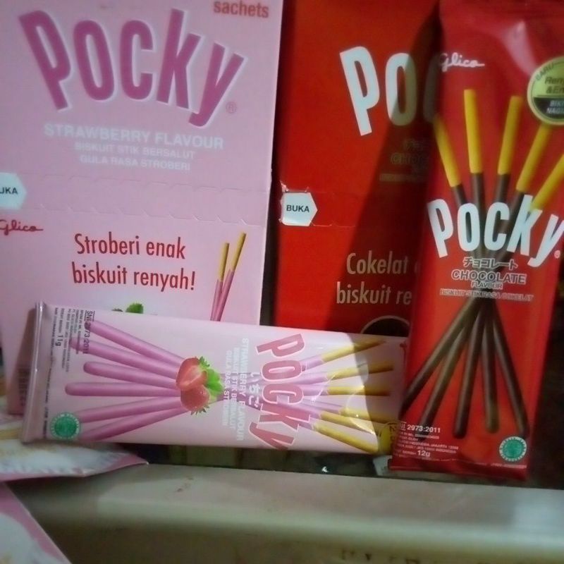 Jual GLICO POCKY MINI HALF 22G SACHET 12 GRAM COKLAT STRAWBERRY ...