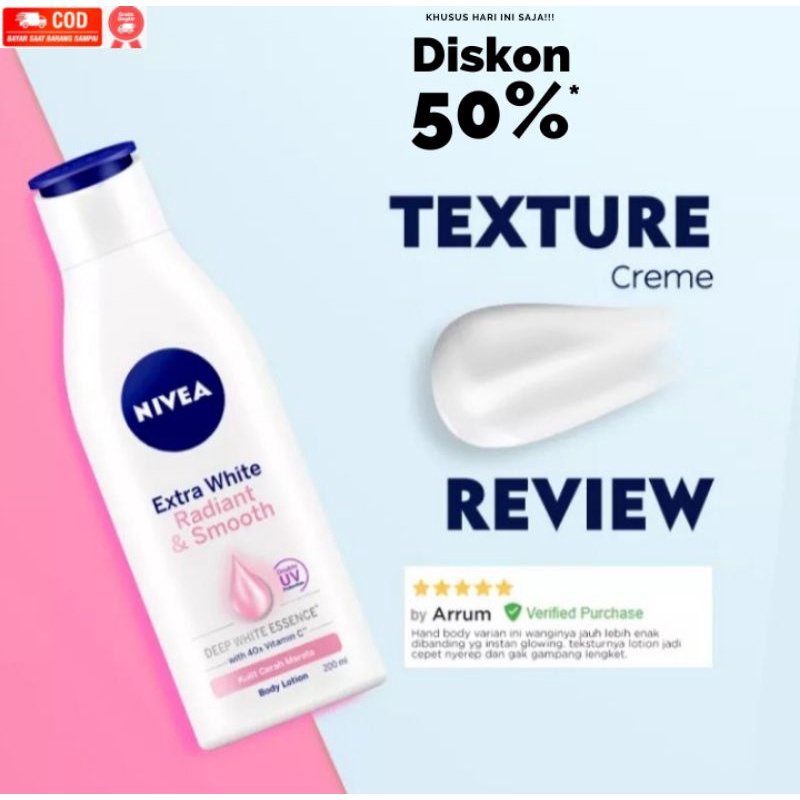 Jual Nivea Extra White Radiant Smooth Hand Body Lotion Bodi Cream ...