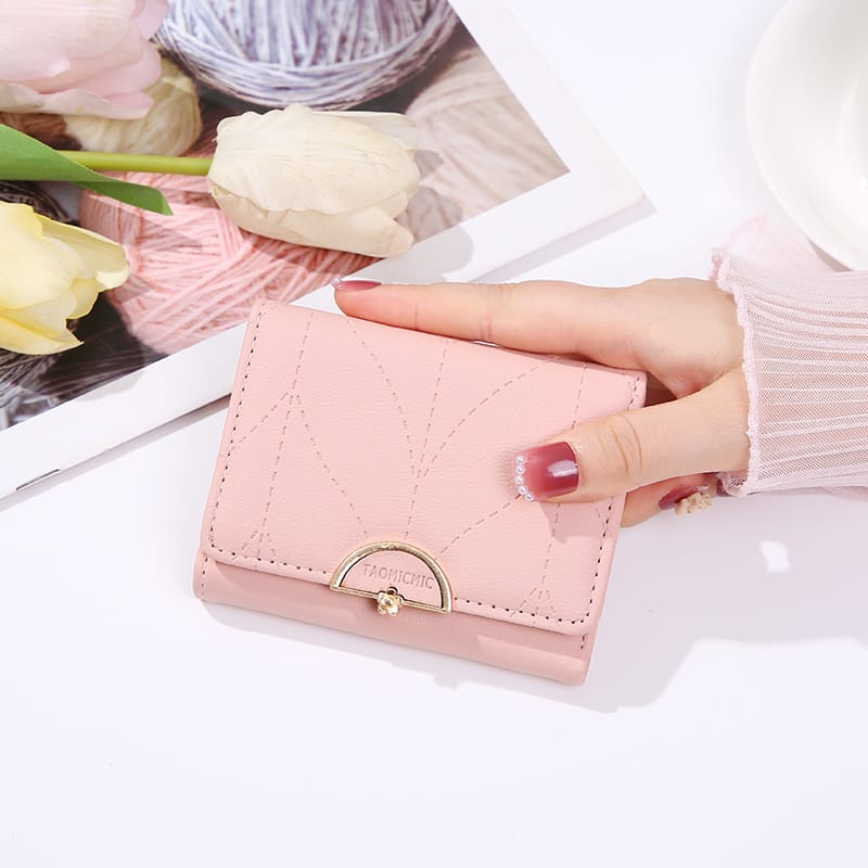 Jual Smile Goddess Dompet Wanita Pendek Dompet Lipat Tiga Pemegang Kartu Multi-fungsi Dompet ...