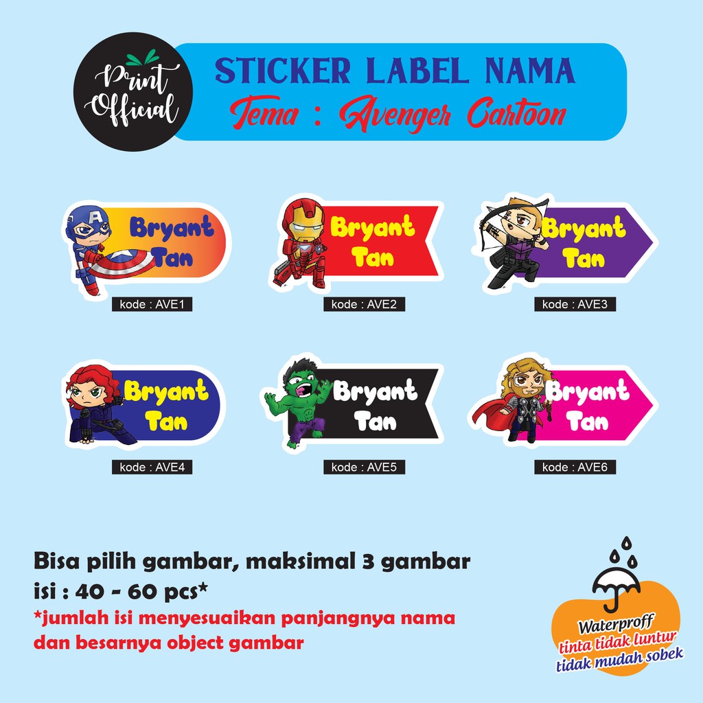 Jual Stiker nama waterproof label nama isi 40 pcs | Shopee Indonesia